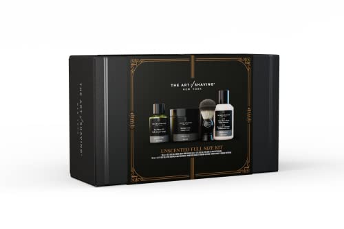 The Art Of Shaving Unscented Shave Kit for Men – Clinically Tested For Sensitive Skin – For a Close, Comfortable Shave – Pre-Shave Oil, Shaving Cream, Shaving Brush, After-Shave Balm