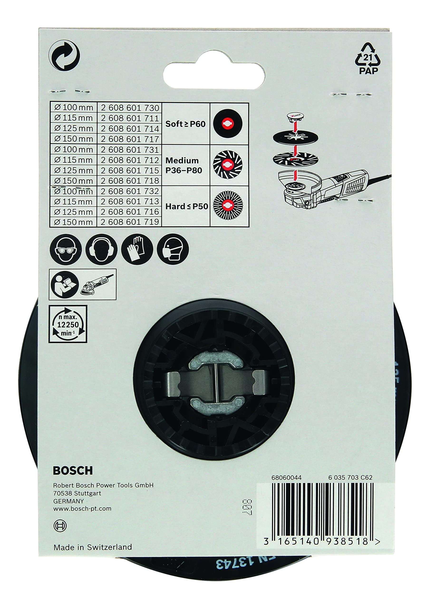 Bosch X-LOCK 2608601715 Rubber Pad (4.9 inches (125 mm) Diameter, Midam)