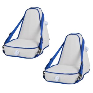 sea eagle 2 pack deluxe inflatable kayak seats - extra back support for kayaking, paddling, rowing or fishing. rear pocket (set of 2 white and blue inflatable seat)