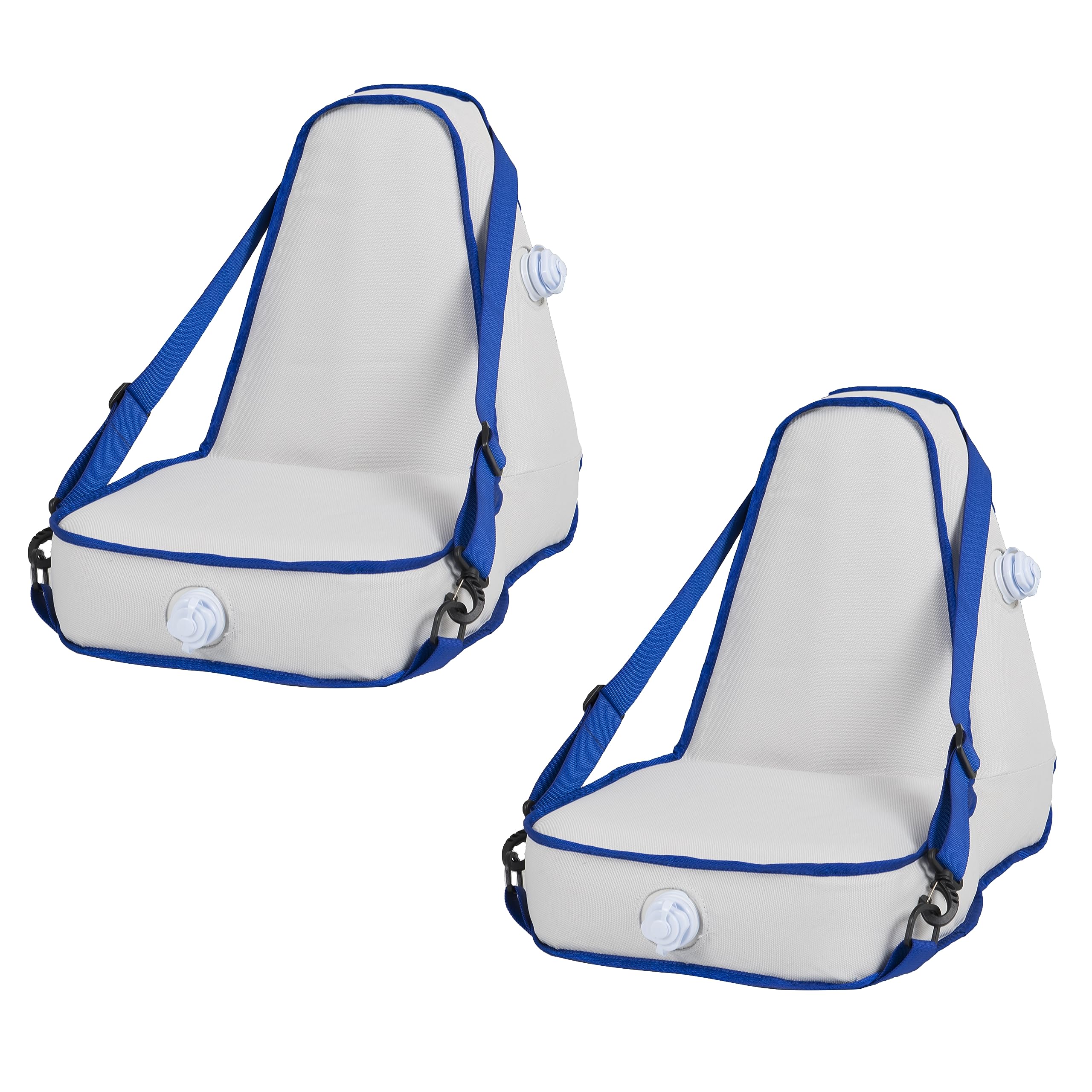 Sea Eagle 2 Pack Deluxe Inflatable Kayak Seats - Extra Back Support for Kayaking, Paddling, Rowing or Fishing. Rear Pocket (Set of 2 White and Blue Inflatable Seat)