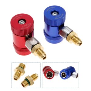 Aupoko R1234yf Quick Couplers, High/Low Side R1234yf Manual Couplers Connector Adapters with 1/4" Male Port, Replacement for A/C Refrigerants Manifold Gauge Set