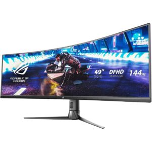 asus rog strix xg49vq 49” curved gaming freesync monitor 144hz dual full hd hdr eye care with dp hdmi black