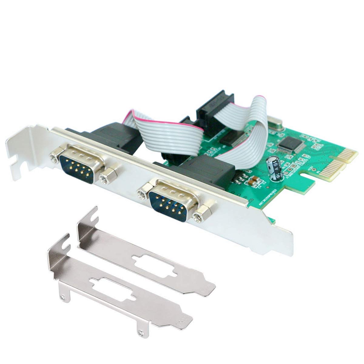 ELIATER 2-Port PCIe Serial Expansion Card with Industrial DB9 RS232 COM Ports, 16C550 UART WCH382 Chip for Windows XP, Vista,7, 8.x, 10, 11 32/64bit and Linux PCs, Low Bracket Included