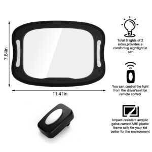 FITNATE LED Baby Car Mirror, Safety Infant in Backseat 360°Adjustable Light Up Mirror for Baby Rear with Best Newborn Secure 4 Sturdy Strips,Remote Control and 2 Car Sun Visors