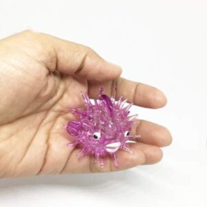 Studio one Aquarium Coastal Sea Animal Figurine Art Glass Blown Purple Puffer Fish Figurine Collection Best Gift