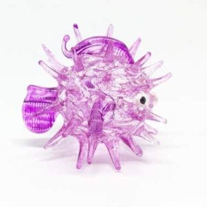 Studio one Aquarium Coastal Sea Animal Figurine Art Glass Blown Purple Puffer Fish Figurine Collection Best Gift