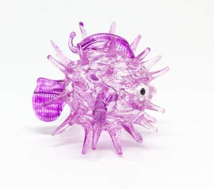 Studio one Aquarium Coastal Sea Animal Figurine Art Glass Blown Purple Puffer Fish Figurine Collection Best Gift