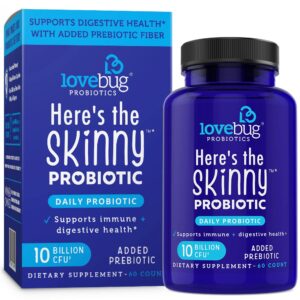 lovebug probiotics here’s the skinny daily probiotic for men & women, 60 tablets