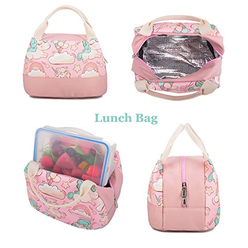 Meisohua School Backpacks Set Girls Unicorn Backpack with Lunch Bag and Pencil Case Kids 3 in 1 Bookbags Set School Bag for Elementary Preschool Water Resistant (Pink)