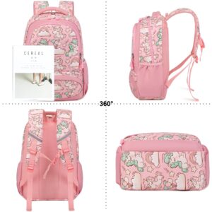 Meisohua School Backpacks Set Girls Unicorn Backpack with Lunch Bag and Pencil Case Kids 3 in 1 Bookbags Set School Bag for Elementary Preschool Water Resistant (Pink)