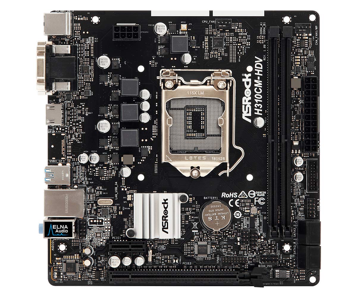 ASRock H310CM-HDV LGA1151/ Intel H310/ DDR4/ SATA3&USB3.1/ A&GbE/MicroATX Motherboard