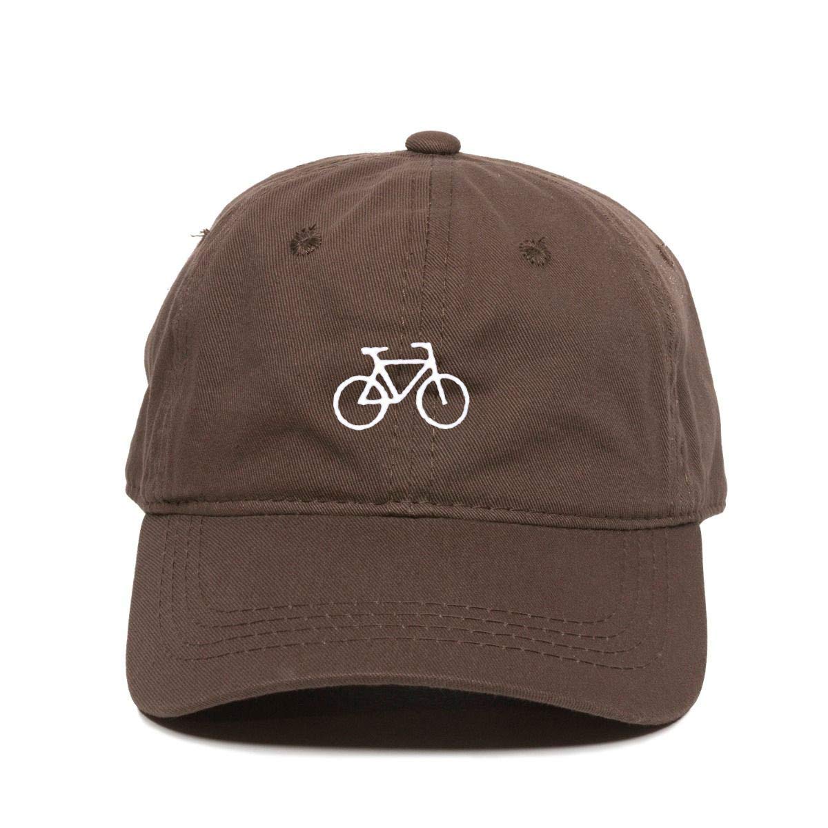 Bicycle Bike Baseball Cap Embroidered Cotton Adjustable Dad Hat Brown