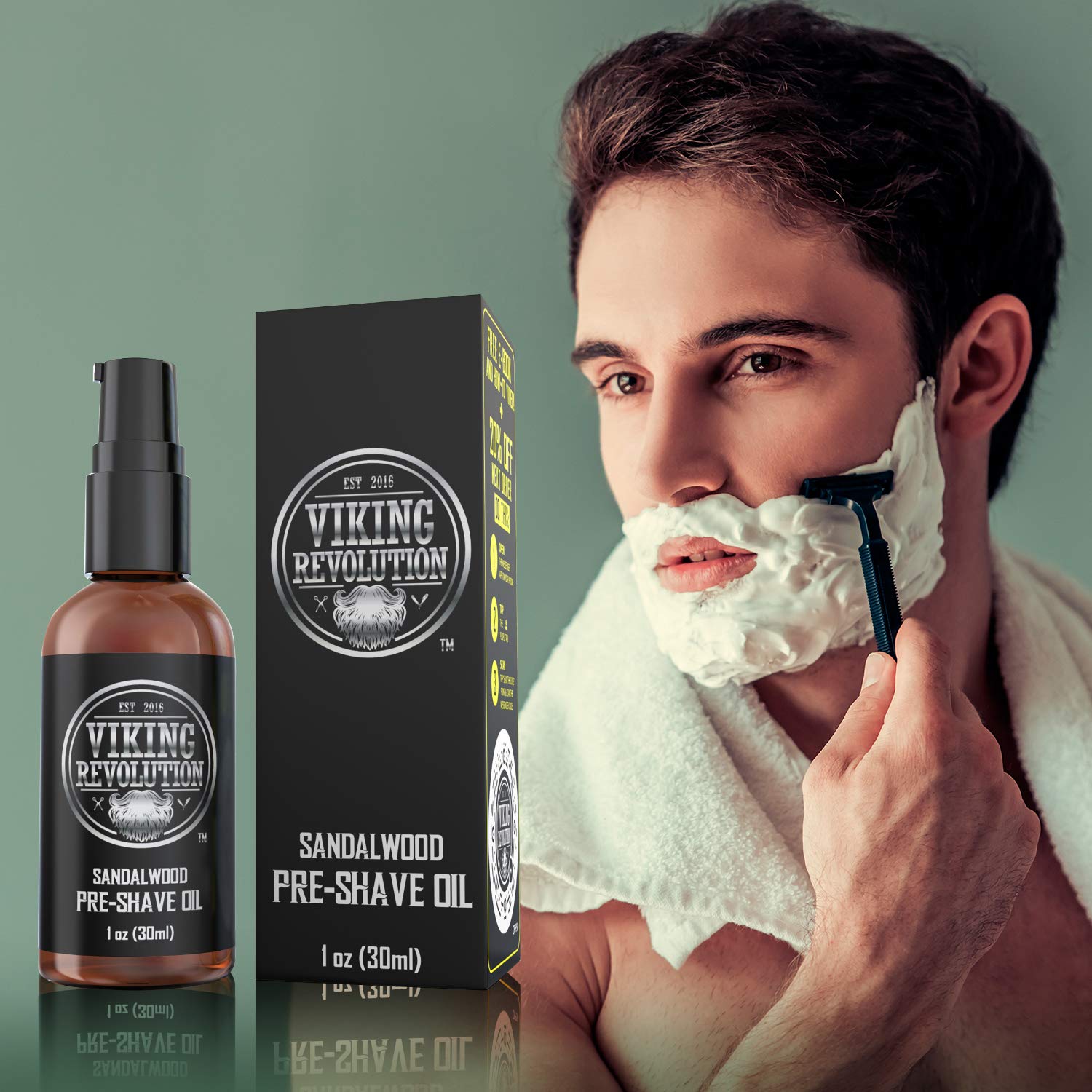 Pre Shave Oil for Men - Best Shaving Oil with Sandalwood for Safety Razor, Straight Razor - For the Smoothest, Irritation Free Shave