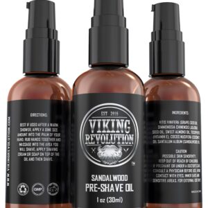 Pre Shave Oil for Men - Best Shaving Oil with Sandalwood for Safety Razor, Straight Razor - For the Smoothest, Irritation Free Shave