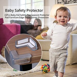 Table Corner Protector, 15Pcs Baby Kid Safety Transparent Protector Pad Furniture Edge Table Corner Protection for Furniture