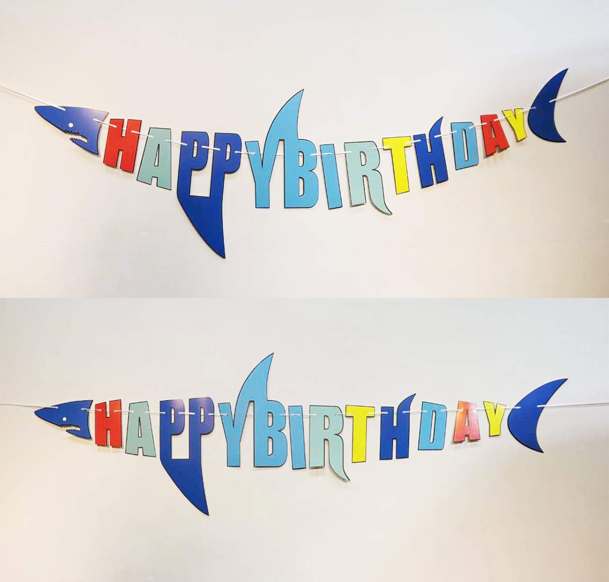 Shark Birthday Banner, Shark Shape Happy Bday Sign, Ocean Beach Under The Sea Theme Party Decoration