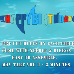 Shark Birthday Banner, Shark Shape Happy Bday Sign, Ocean Beach Under The Sea Theme Party Decoration