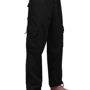 NE PEOPLE Men’s Cargo Pants – Lightweight Comfy Jogger Sweatpants Fleece Elastic Waistband Workout Casual Active Sports NEMP17 Black 3XL