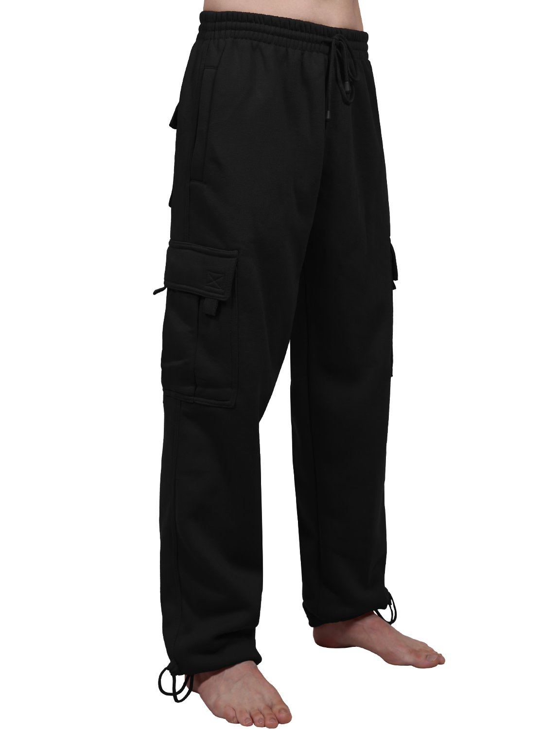 NE PEOPLE Men’s Cargo Pants – Lightweight Comfy Jogger Sweatpants Fleece Elastic Waistband Workout Casual Active Sports NEMP17 Black 3XL