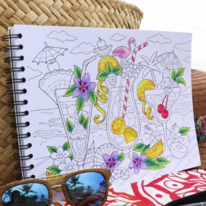 ColorIt Colorful Tropical Scenes Adult Coloring Book - 50 Single-Sided Designs, Thick Smooth Paper, Lay Flat Hardback Covers, Spiral Bound, USA Printed, Tropical Pages to Color