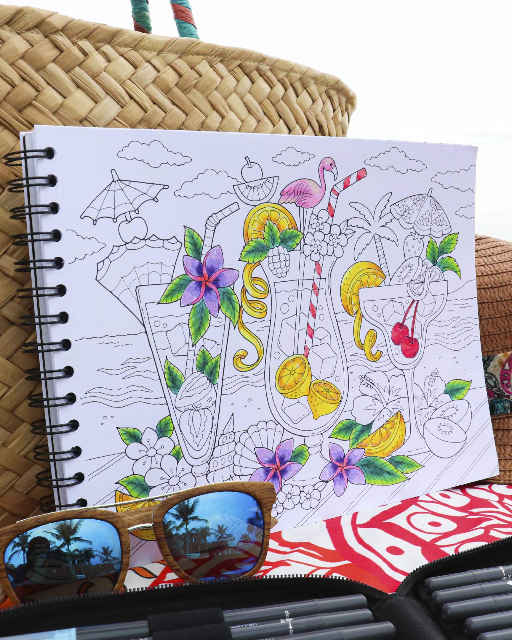 ColorIt Colorful Tropical Scenes Adult Coloring Book - 50 Single-Sided Designs, Thick Smooth Paper, Lay Flat Hardback Covers, Spiral Bound, USA Printed, Tropical Pages to Color