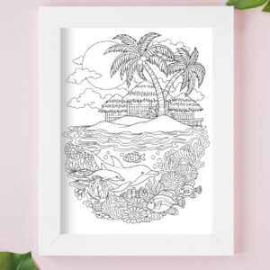 ColorIt Colorful Tropical Scenes Adult Coloring Book - 50 Single-Sided Designs, Thick Smooth Paper, Lay Flat Hardback Covers, Spiral Bound, USA Printed, Tropical Pages to Color