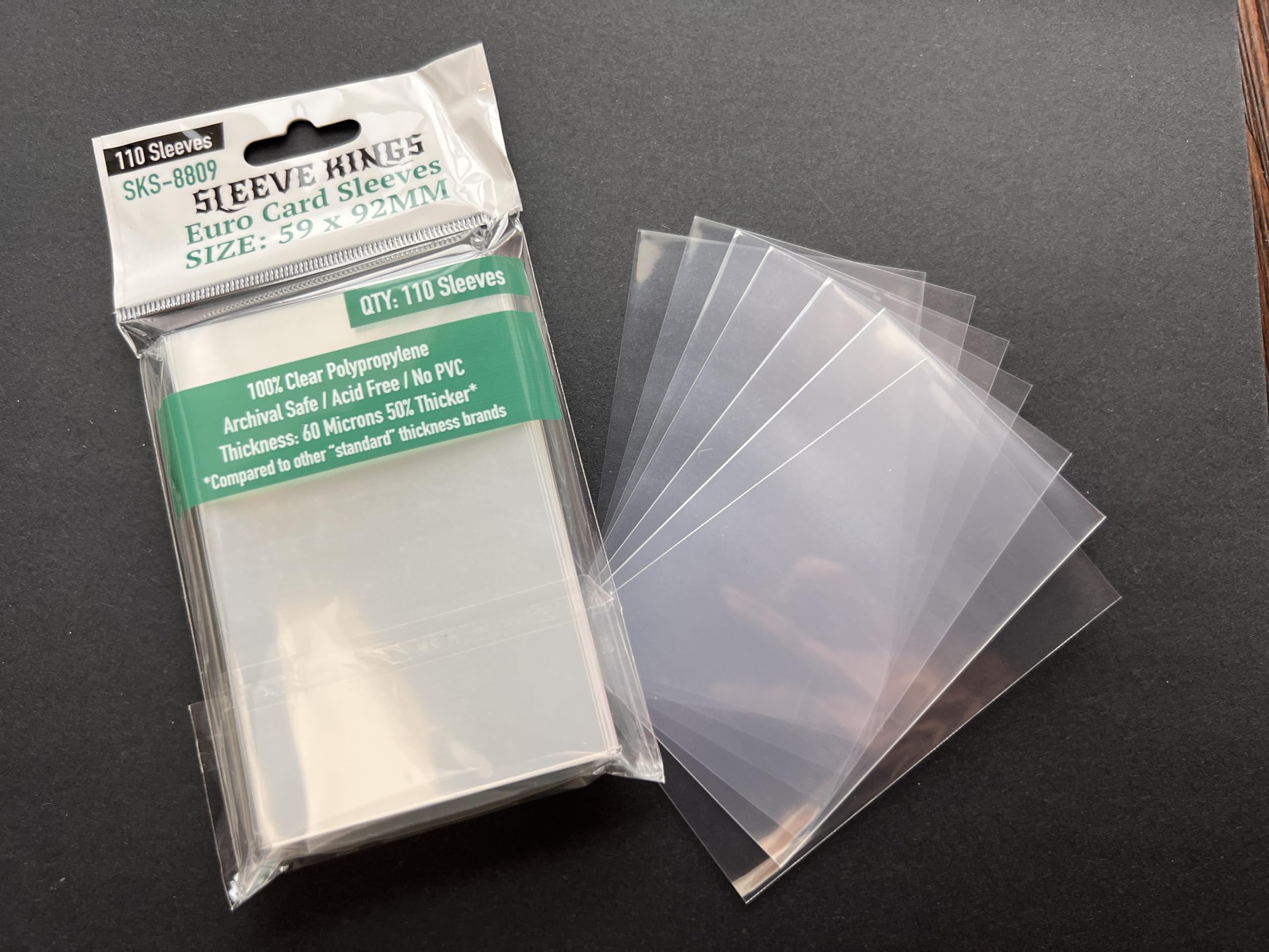 Sleeve Kings Euro Card Sleeves (59x92mm) - 110 Pack, 60 Microns