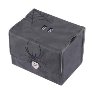 zoopin leather deck box with built-in spinning life counter (black)