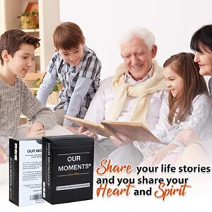 OUR MOMENTS Generations Game: 100 Conversation Starters for Grandparents & Grandchildren, Portable Cardstock Tabletop Game for Family Dinner, Car, Camping, Road Trip