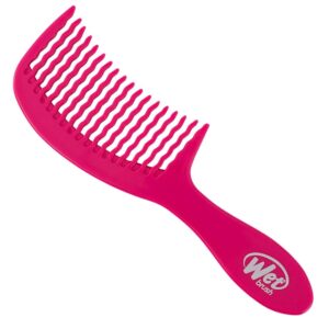 wet brush detangling comb, pink - wide tooth hair detangler with wavetooth design that gently and glides through tangles - brush throough conditioner and hair masks - gentle on scalp and pain-free