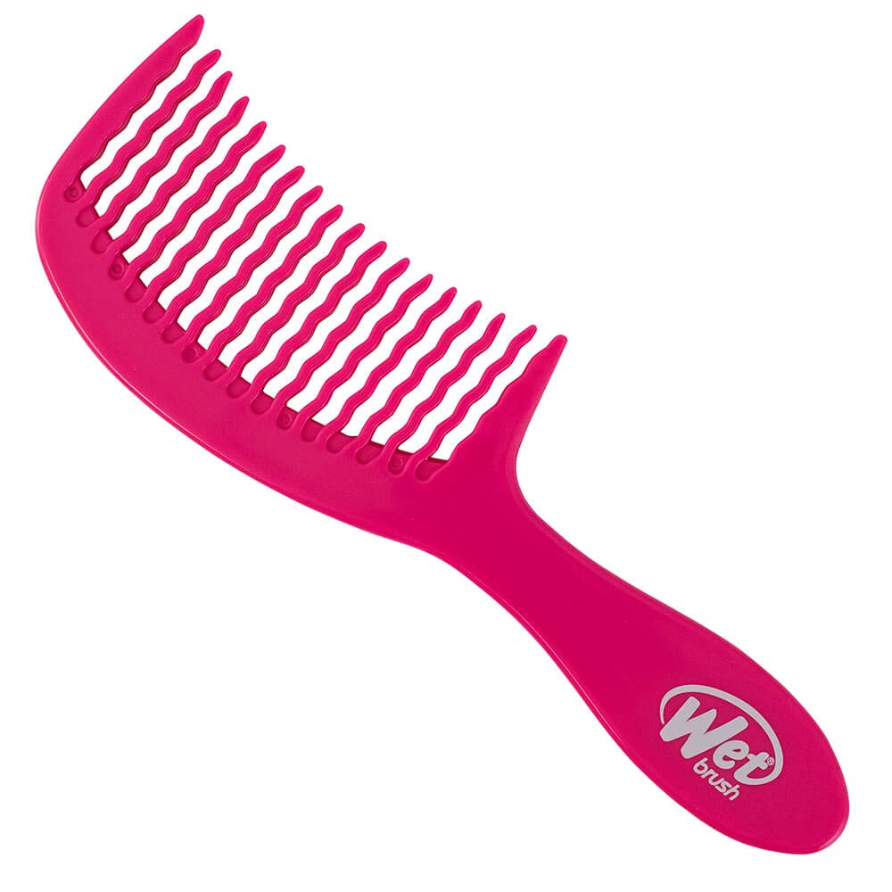 Wet Brush Detangling Comb, Pink - Wide Tooth Hair Detangler with WaveTooth Design that Gently and Glides Through Tangles - Brush Throough Conditioner and Hair Masks - Gentle On Scalp and Pain-Free