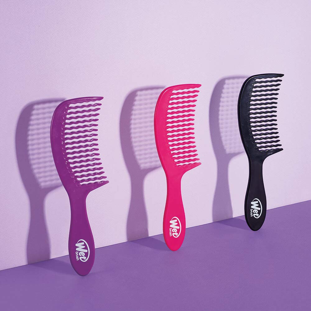 Wet Brush Detangling Comb, Pink - Wide Tooth Hair Detangler with WaveTooth Design that Gently and Glides Through Tangles - Brush Throough Conditioner and Hair Masks - Gentle On Scalp and Pain-Free