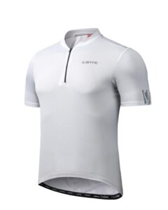 santic men's cycling jersey short sleeve with 3 rear pockets half zip breathable moisture wicking quick dry biking shirts