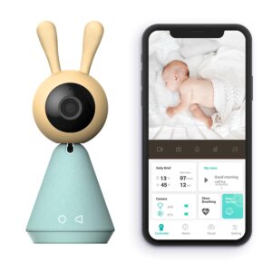 kami by yi smart baby monitor with camera and audio, encrypted wifi hd video, sleep tracking, night vison and light, 360° speaker, room temperature & humidity sensors, works w/alexa & google