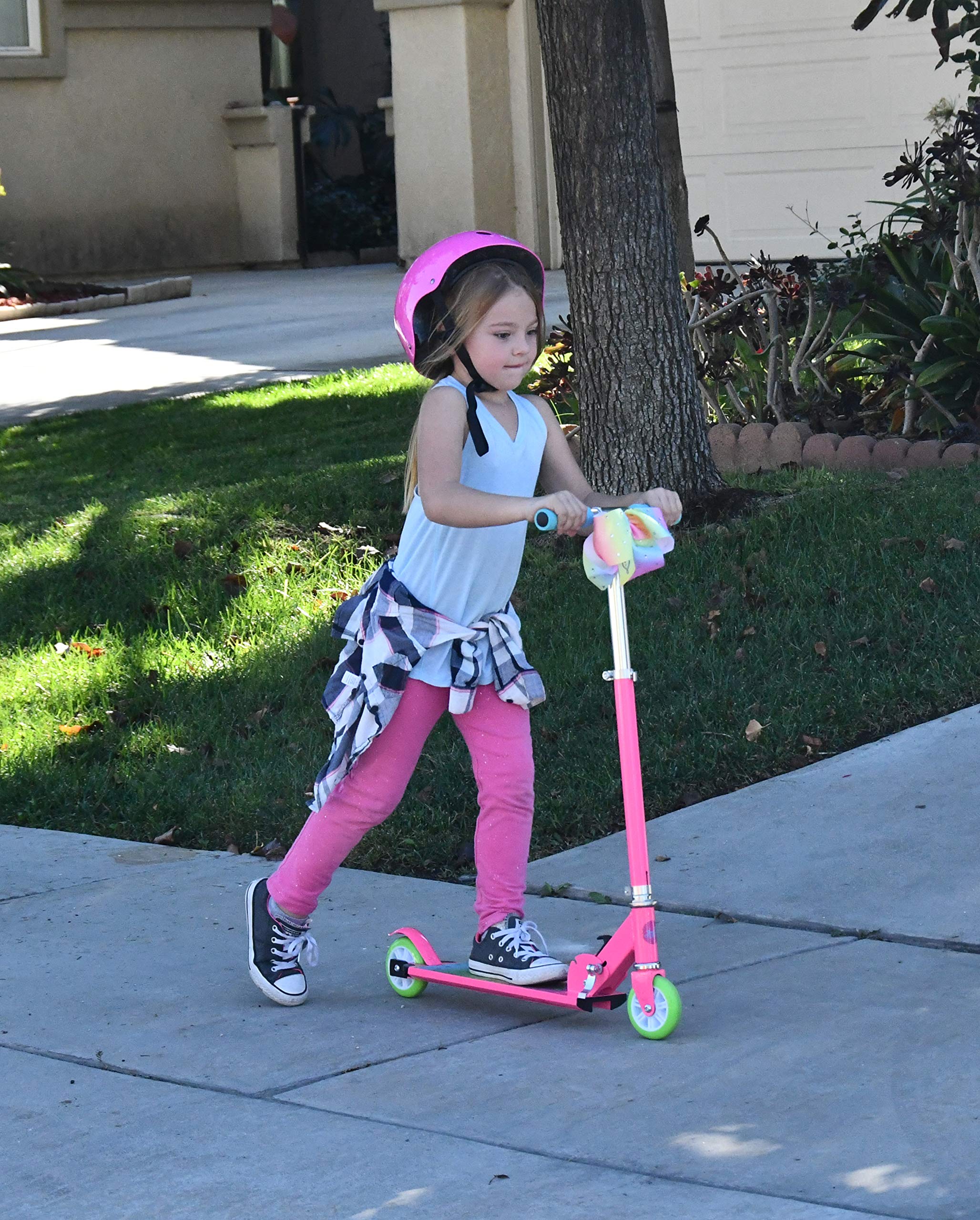 PlayWheels JoJo Siwa 2-Wheel Aluminum Folding Kids Scooter, Pink