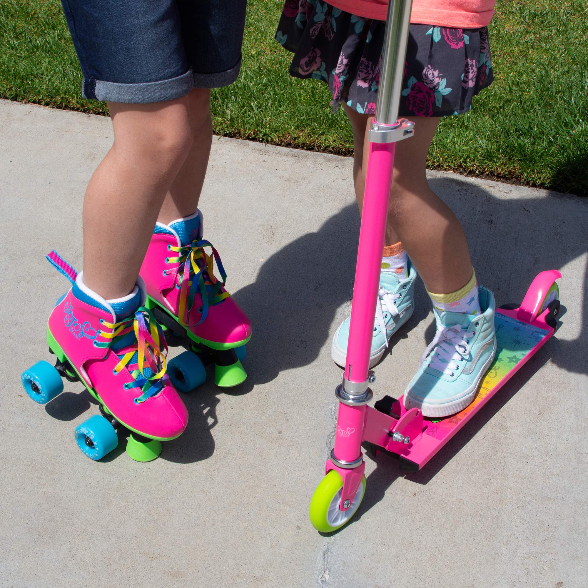 PlayWheels JoJo Siwa 2-Wheel Aluminum Folding Kids Scooter, Pink