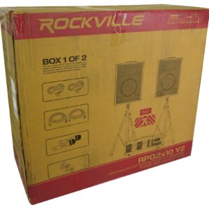 Rockville RPG2X10 Powered Bluetooth Mixer+(2) 10" Speakers+Stands+Wireless Mics