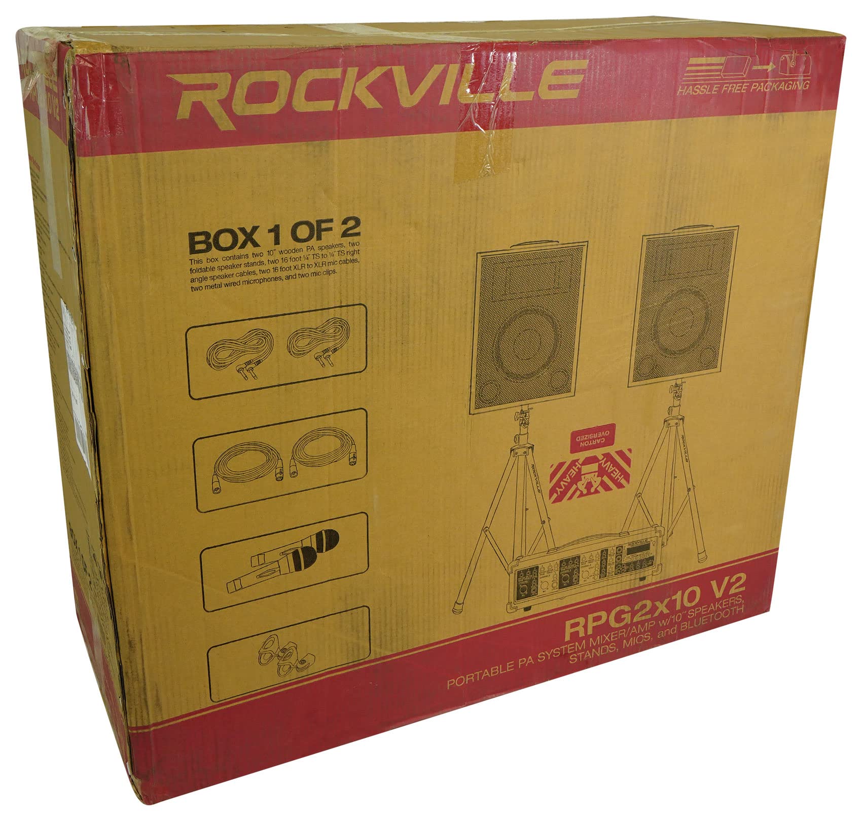 Rockville RPG2X10 Powered Bluetooth Mixer+(2) 10" Speakers+Stands+Wireless Mics