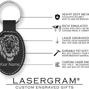 LaserGram Oval Keychain, Farm Tractor, Personalized Engraving Included (Black with Silver)