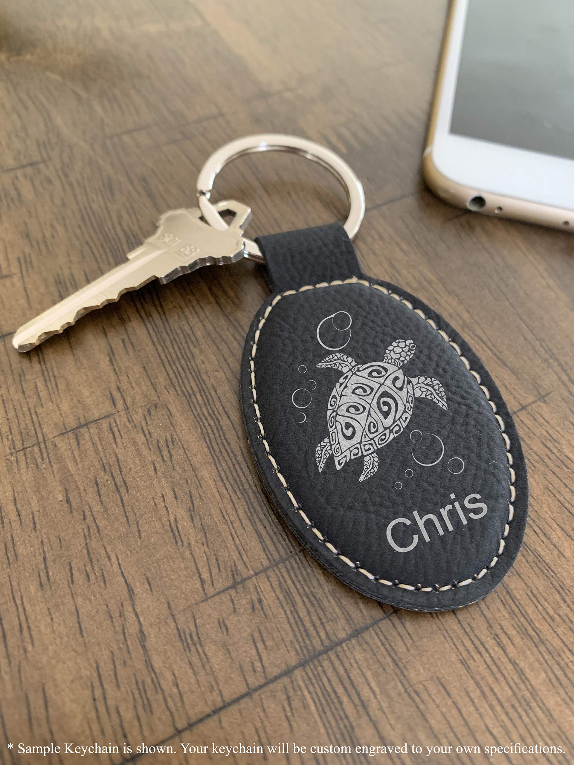 LaserGram Oval Keychain, Farm Tractor, Personalized Engraving Included (Black with Silver)