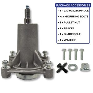 Jeremywell Spindle Assembly Replaces AYP Husqvarna 532192870 Poulan 532187292 Ariens 21546238 46" 48" & 54" 21546238 192870, 187292