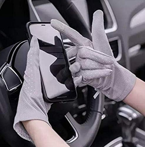 3 Pairs UV Gloves Sun Protection Women Driving Gloves Summer Sunblock Gloves for Driving Riding Outdoor (Black, Beige, Gray, Medium)