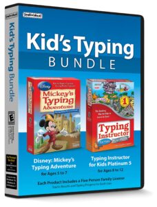 kid's typing bundle - includes two software typing programs to teach kids how to type with mickey mouse & friends or on typer island - cd/pc