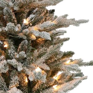 Puleo International 4.5 Foot Pre-Lit Potted Flocked Arctic Fir Artificial Christmas Tree with 70 UL-Listed Clear Lights