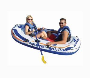 generic pathfinder inflatable raft 2 person boat with pump oars sports river canoe rafting outdoor beach lake