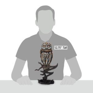 Enesco Edge Sculpture Owl Perched on Branch Animal Figurine, 12.75 Inch, Brown and White