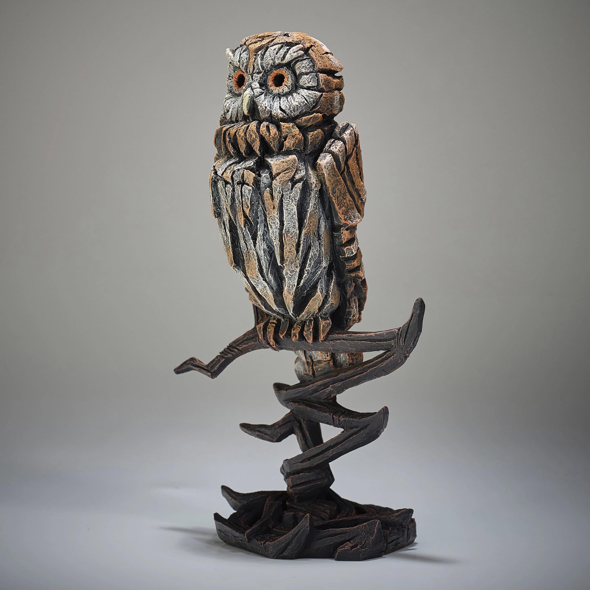 Enesco Edge Sculpture Owl Perched on Branch Animal Figurine, 12.75 Inch, Brown and White