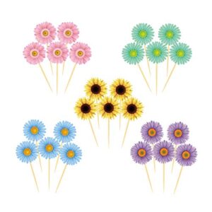 CC HOME flower Party Decoration,25CT Flower Cupcake Toppers for Girl,Boys Baby Shower,Birthday Pary