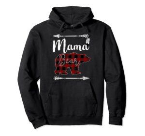 mama bear mother's day mom buffalo plaid christmas gift pullover hoodie