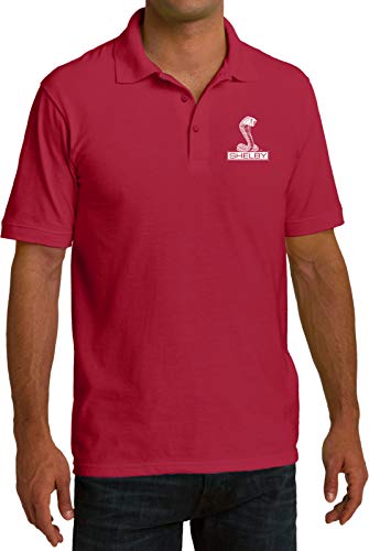 Ford Shelby Cobra Pocket Print Pique Polo, Red Medium